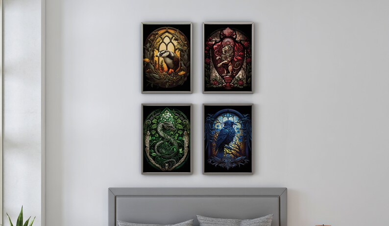 Set of 4 Printable House Posters, Magical Wizarding School Prints ...