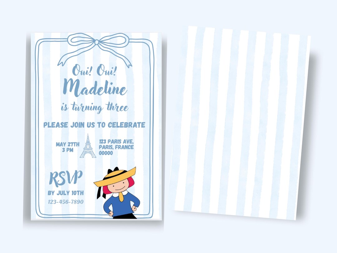 Madeline in Paris Birthday Invitation: Editable Canva Template (digital ...