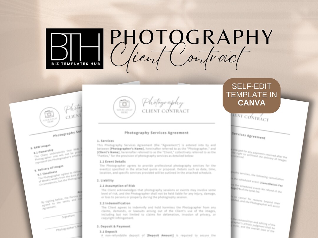Photography Client Contract Template, Photographer Forms, Client ...
