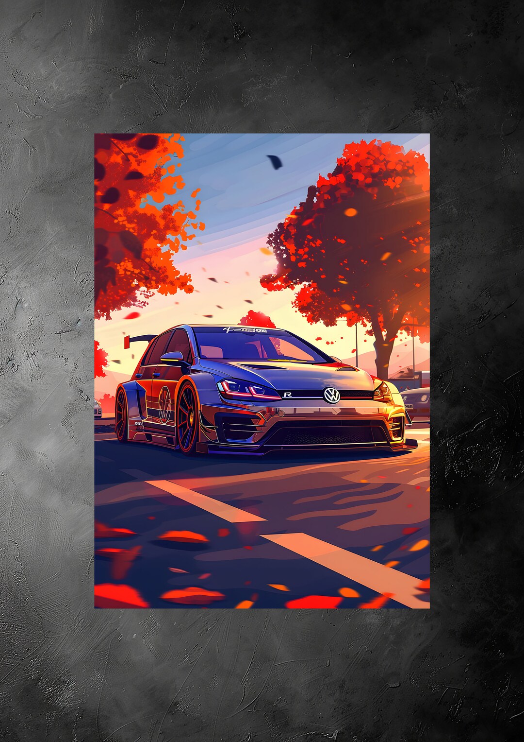 VW Golf R Car Poster Sports Car Poster VW Wall Art VW Golf R Car Poster ...
