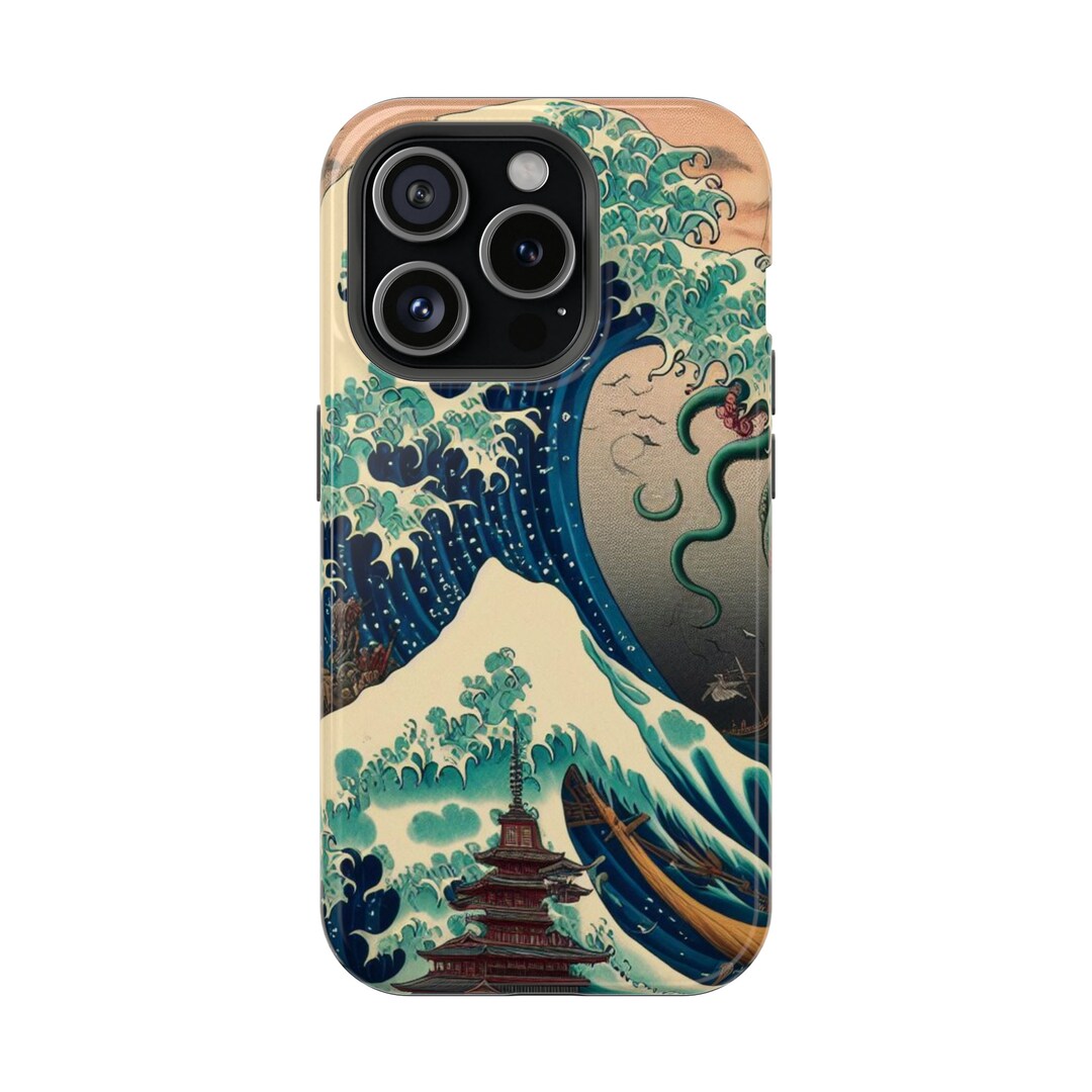 Animated Great Wave Phone Case Mag Safe iPhone 15 14 13, Pro, Max, Plus ...
