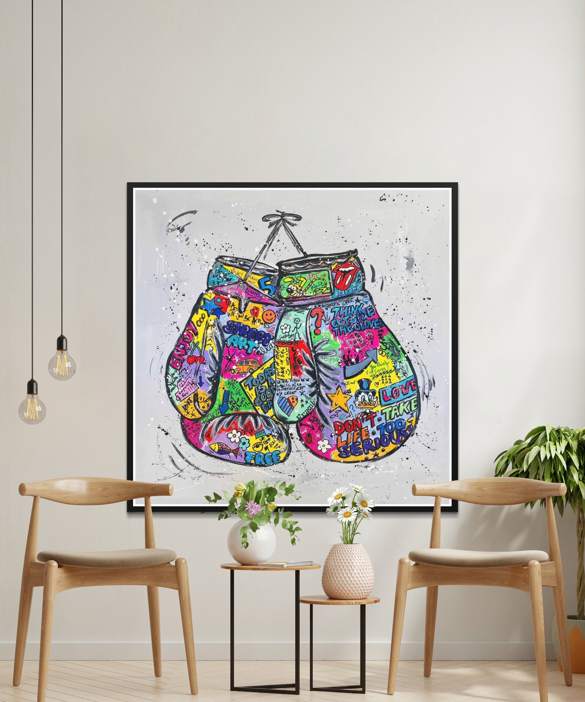 Colorful Graffiti Boxing Gloves Digital Print, Street Art Wall Decor ...