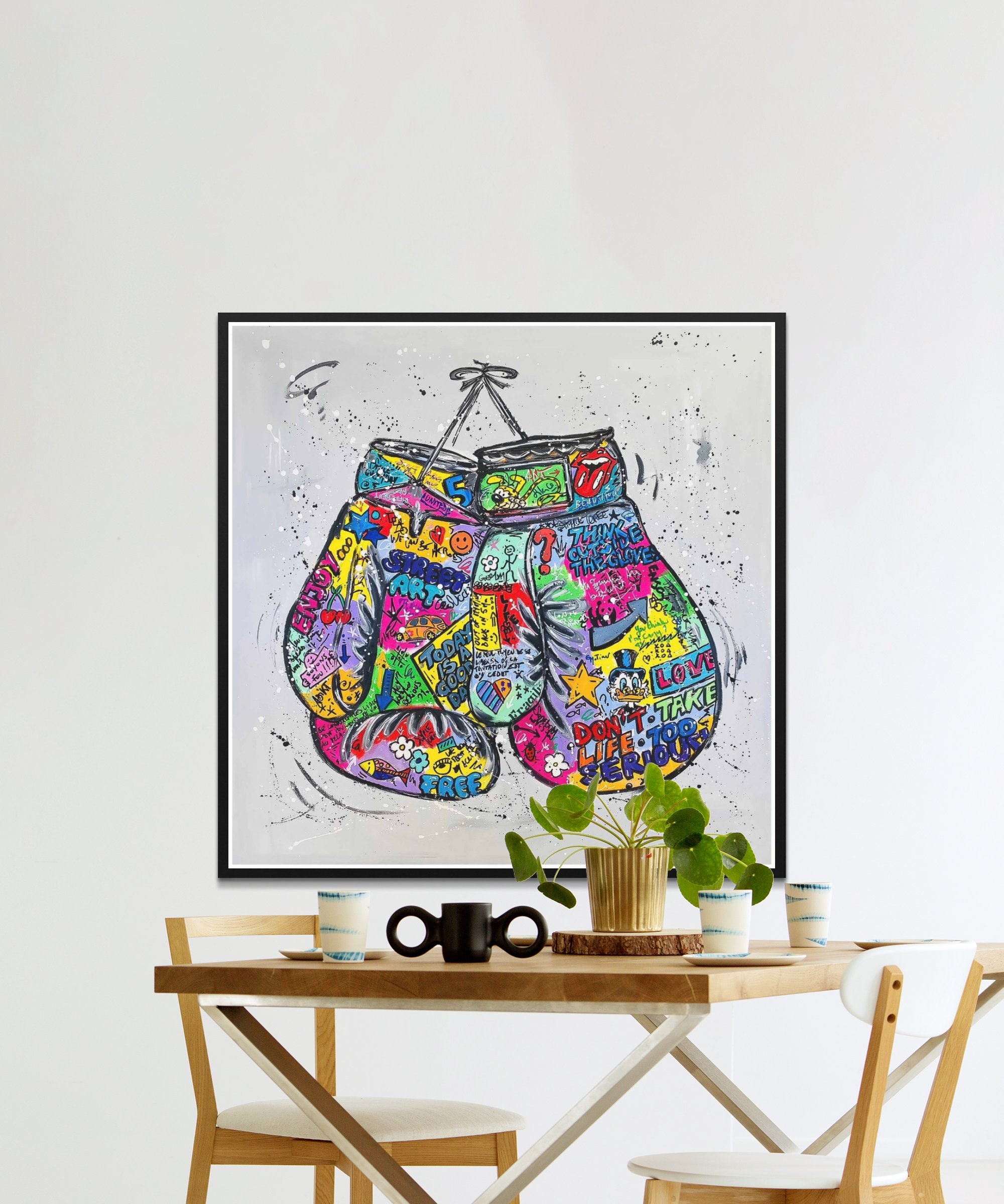 Colorful Graffiti Boxing Gloves Digital Print, Street Art Wall Decor ...