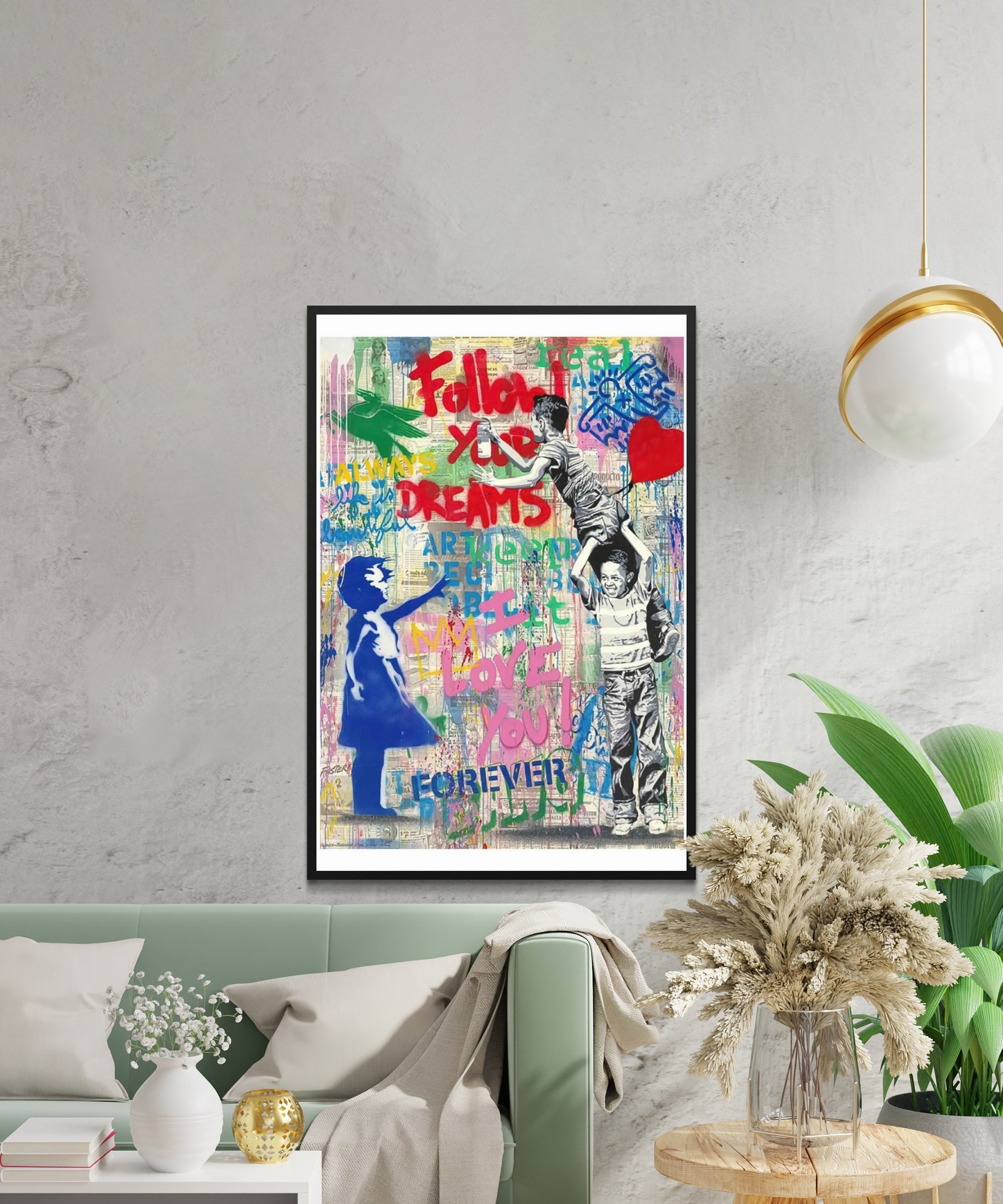 Banksy Kids Urban Digital Art Print, Colorful Graffiti Wall Decor ...