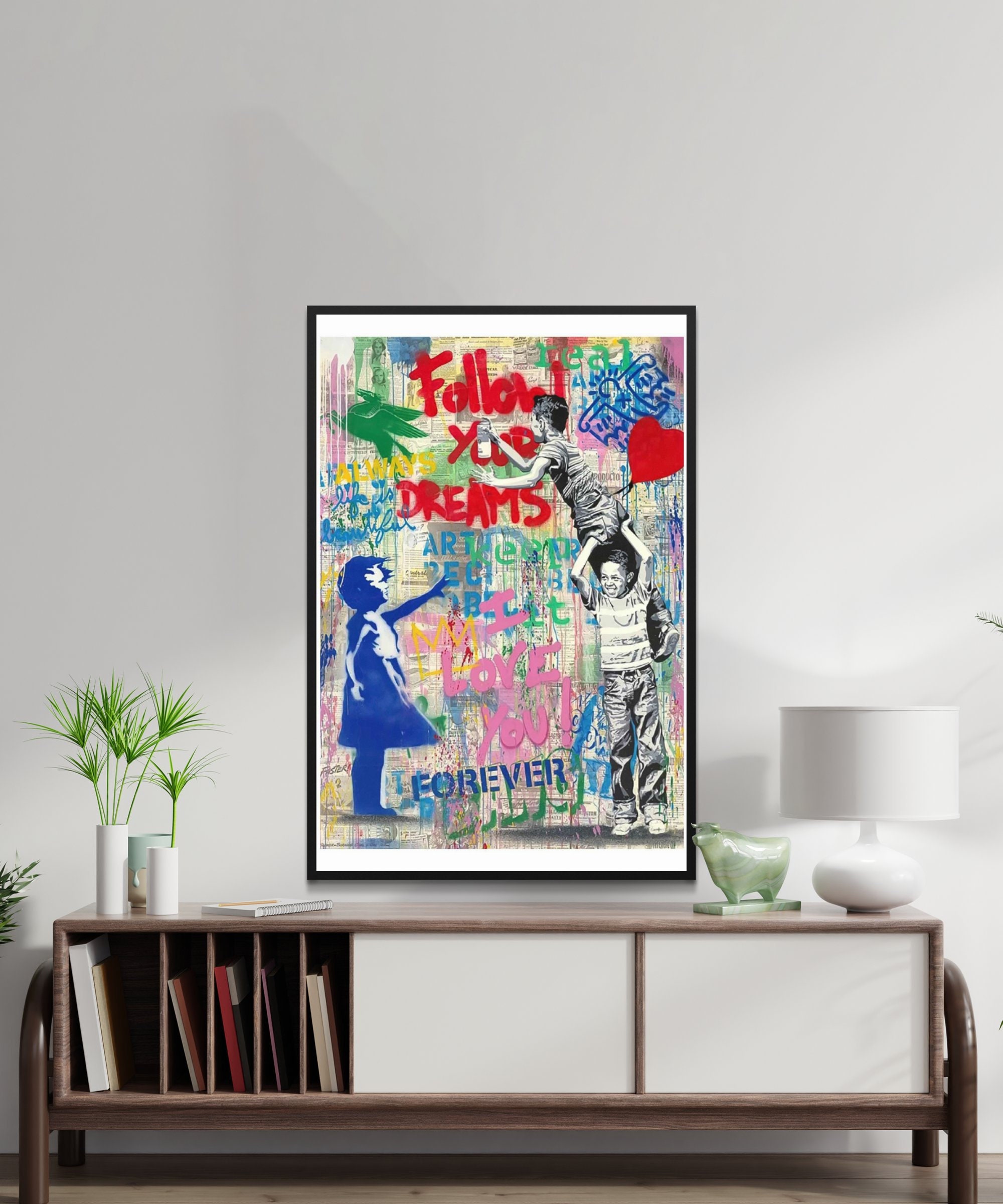 Banksy Kids Urban Digital Art Print, Colorful Graffiti Wall Decor ...
