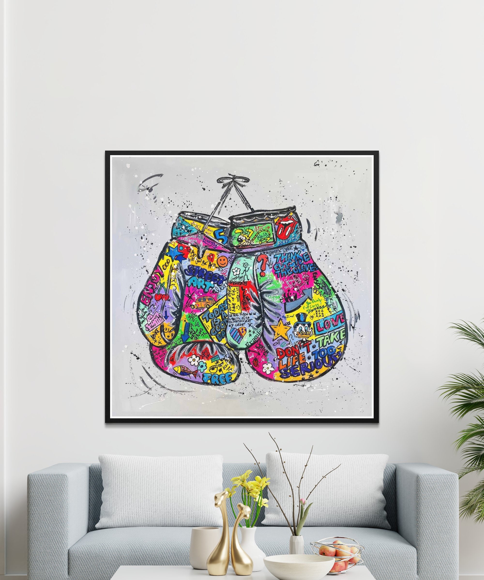 Colorful Graffiti Boxing Gloves Digital Print, Street Art Wall Decor ...