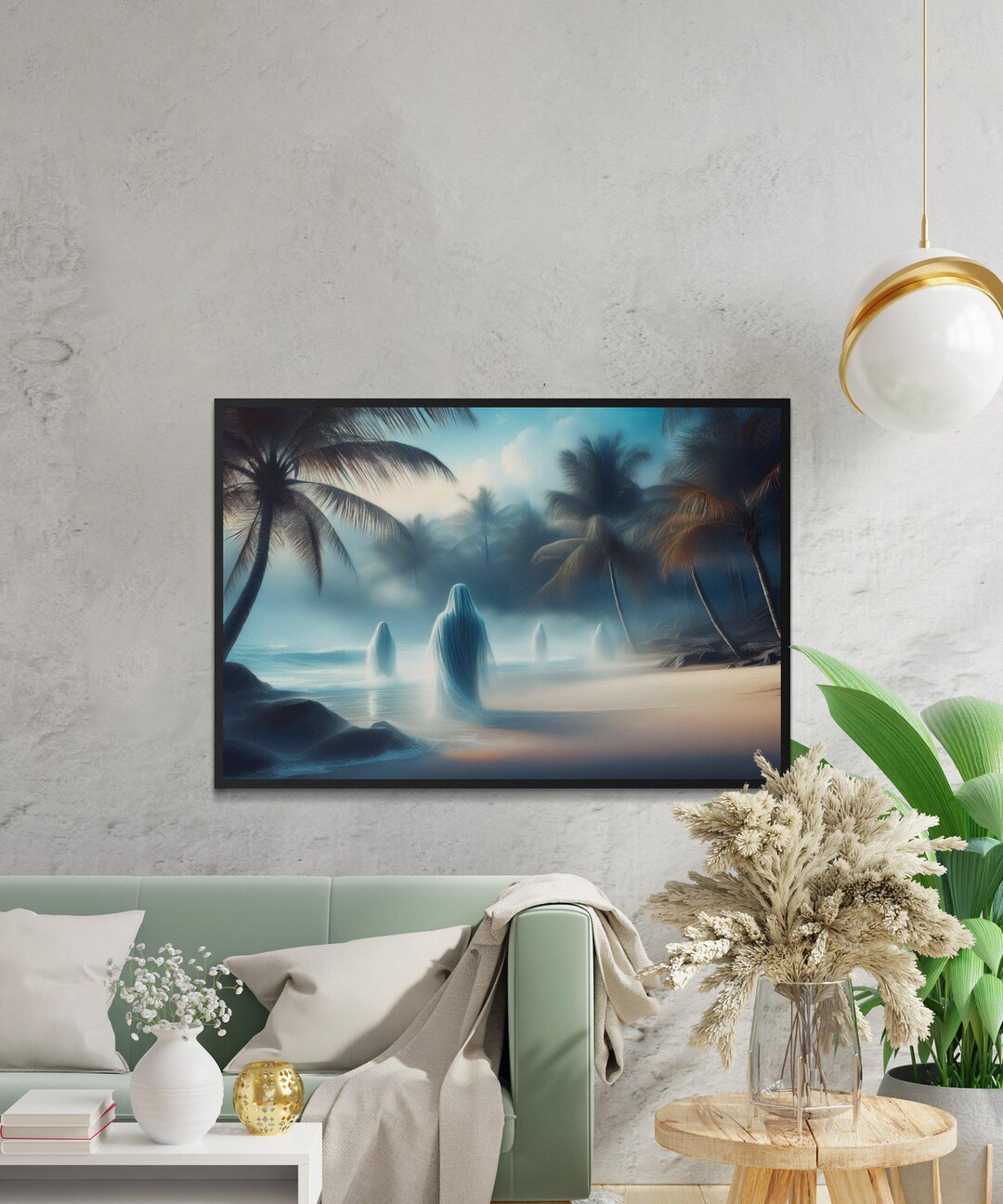 Halloween Coastal Haunted Beach House Ghost Spooky Wall Art Decor ...