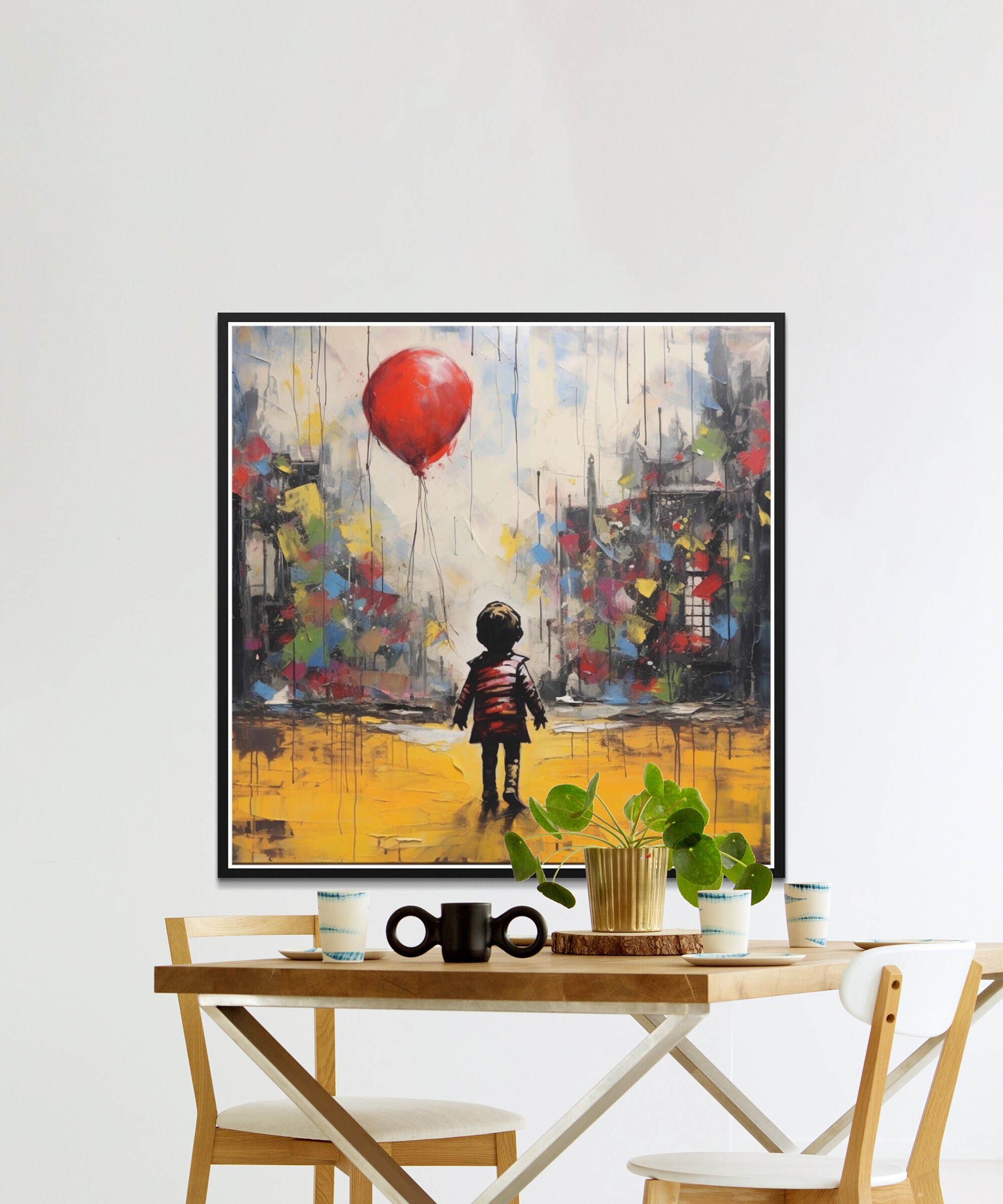 Banksy Abstract Child Balloon Art Print, Colorful Street Wall Art ...