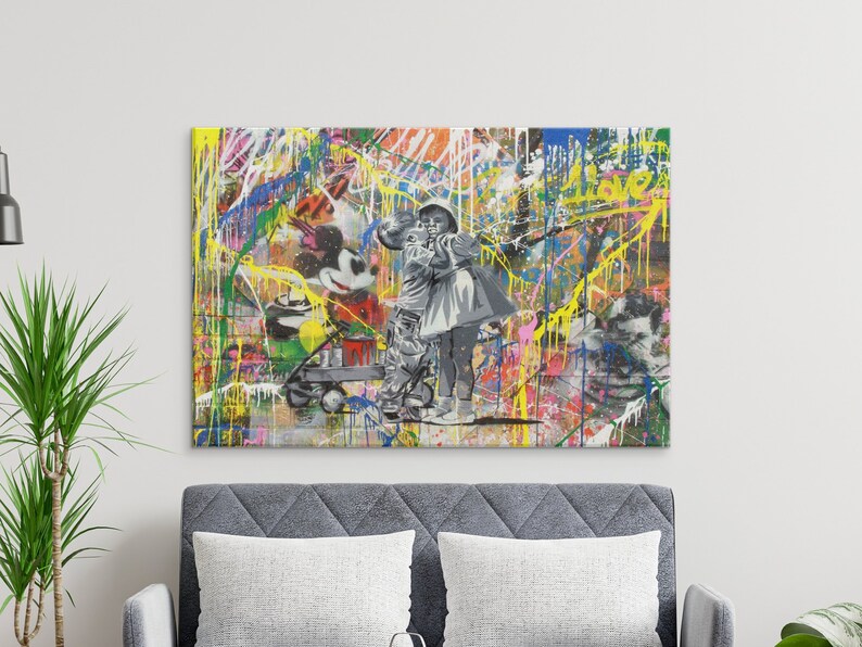 Banksy Abstract Street Art Digital Print, Colorful Graffiti Artwork ...