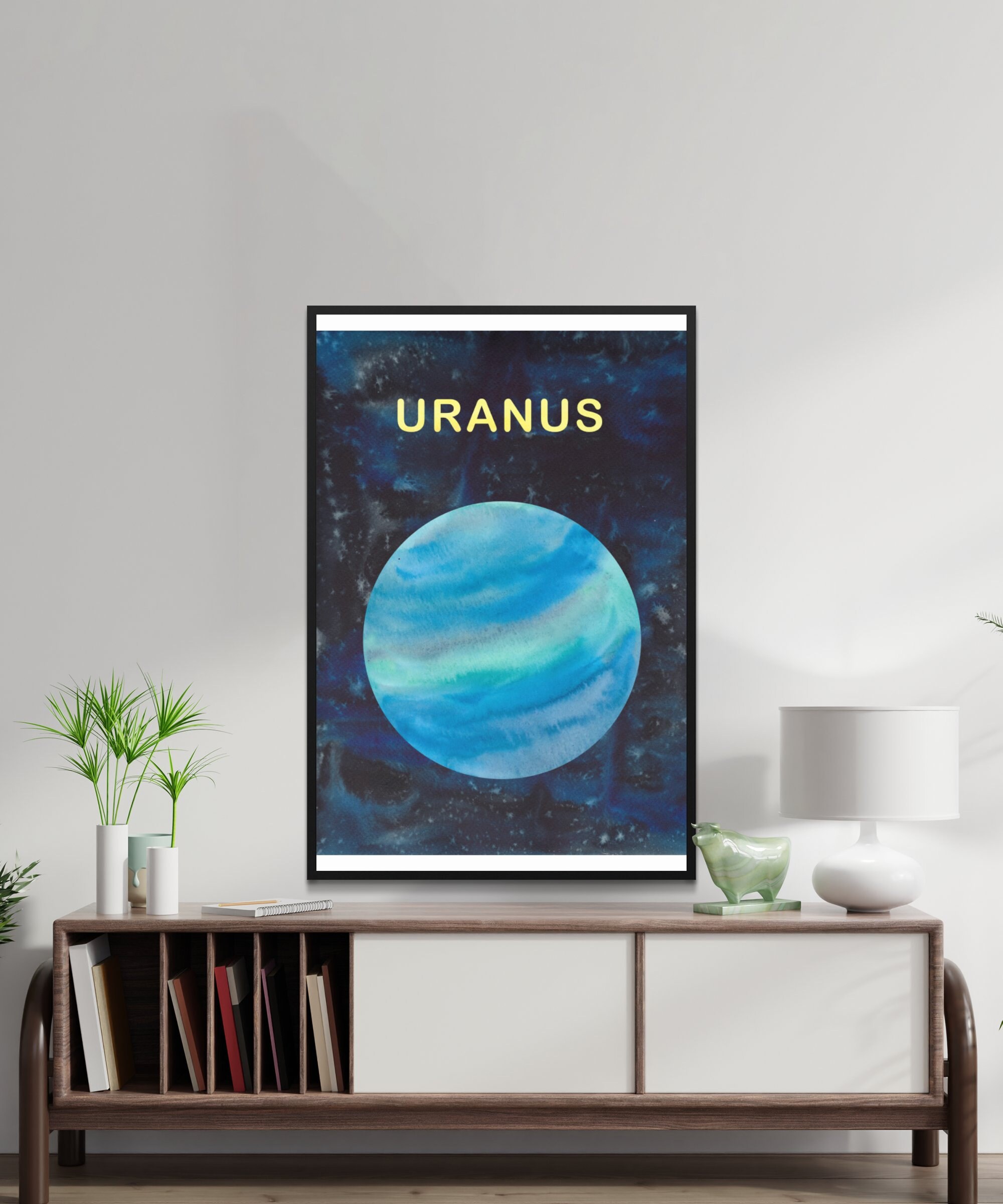 Uranus Planet Watercolor Print, Space Wall Art, Astronomy Home Decor ...