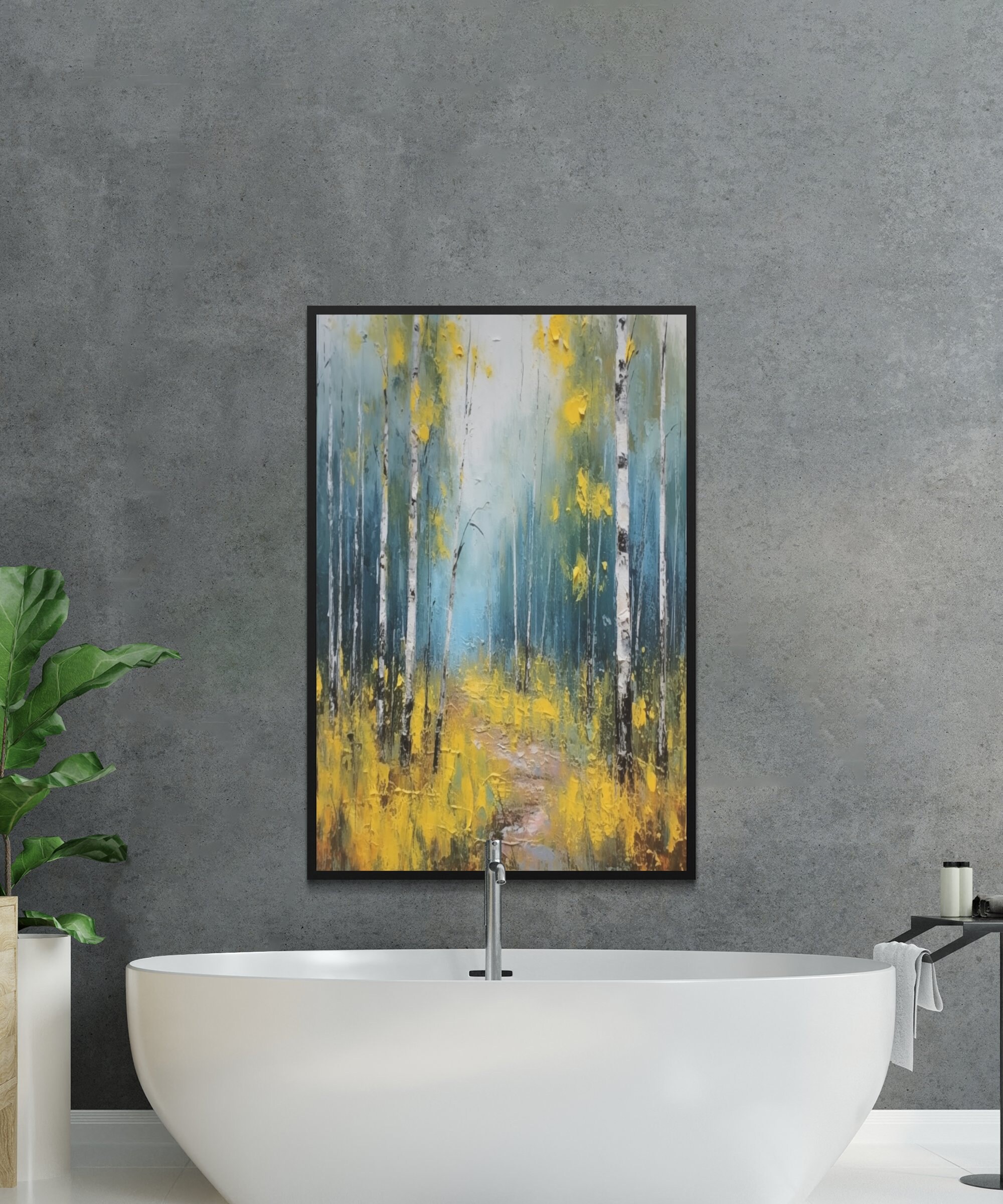 Abstract Autumn Forest Canvas, Impressionist Birch Trees Wall Art ...