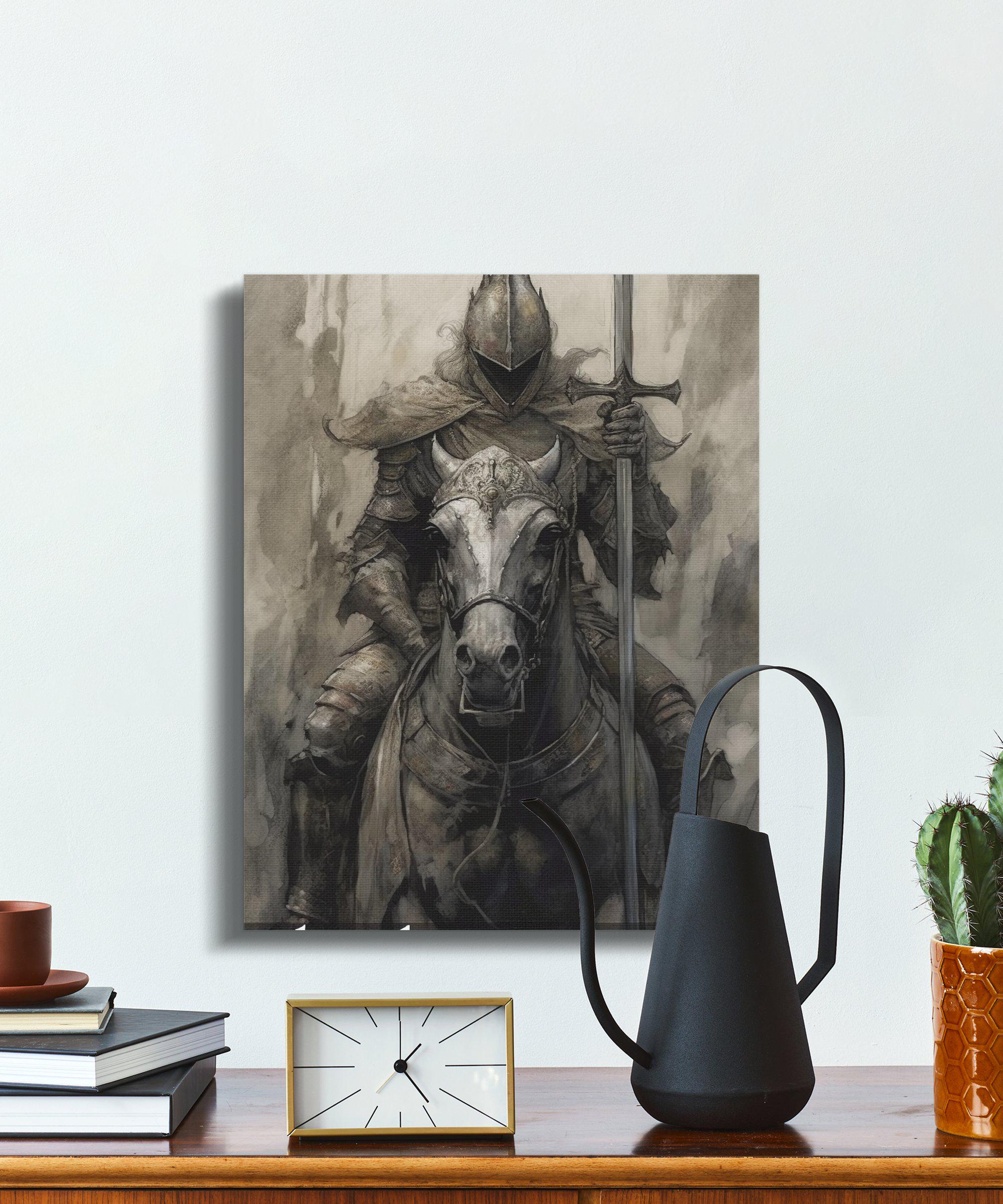 Gothic Tarot Card Poster Knight of Swords, Halloween Horror Wall Art ...