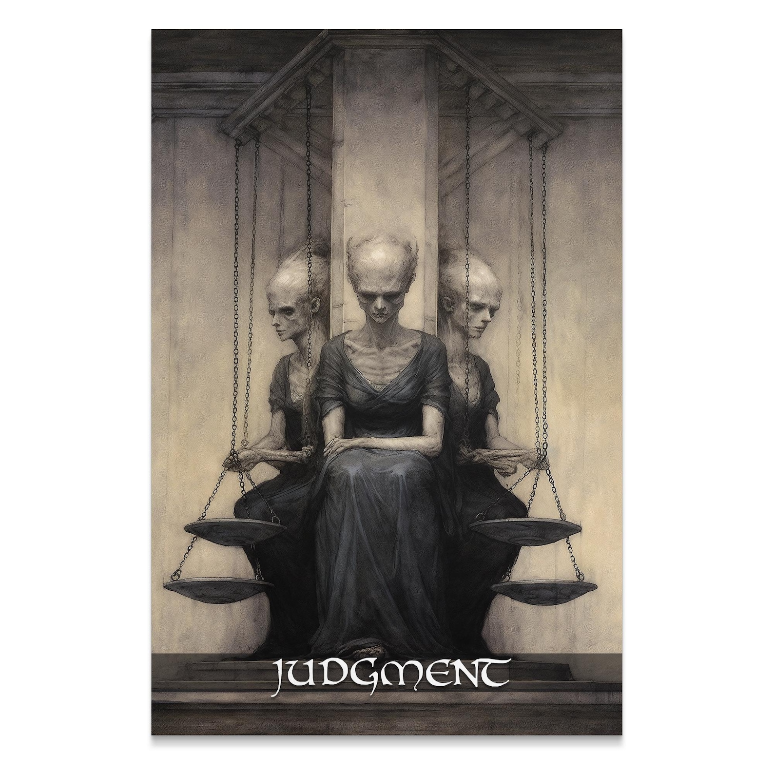 Goth Halloween Horror Tarot Card Poster, Judgment Gothic Artwork ...