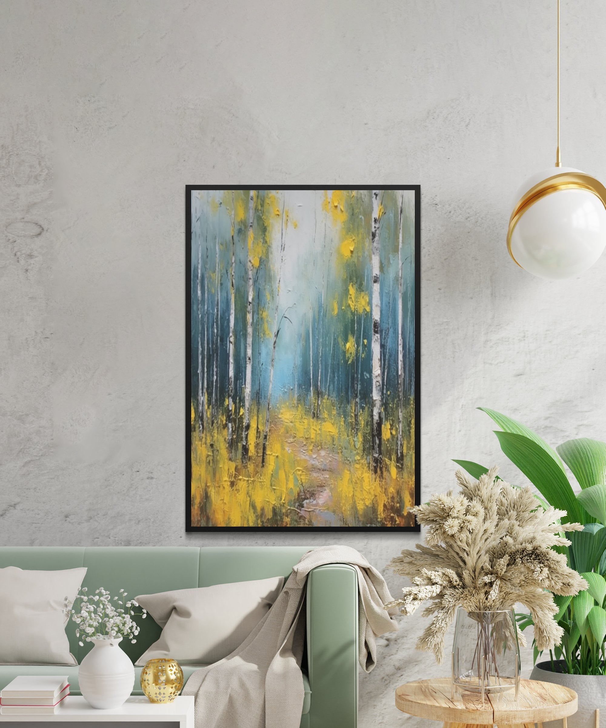 Abstract Autumn Forest Canvas, Impressionist Birch Trees Wall Art ...