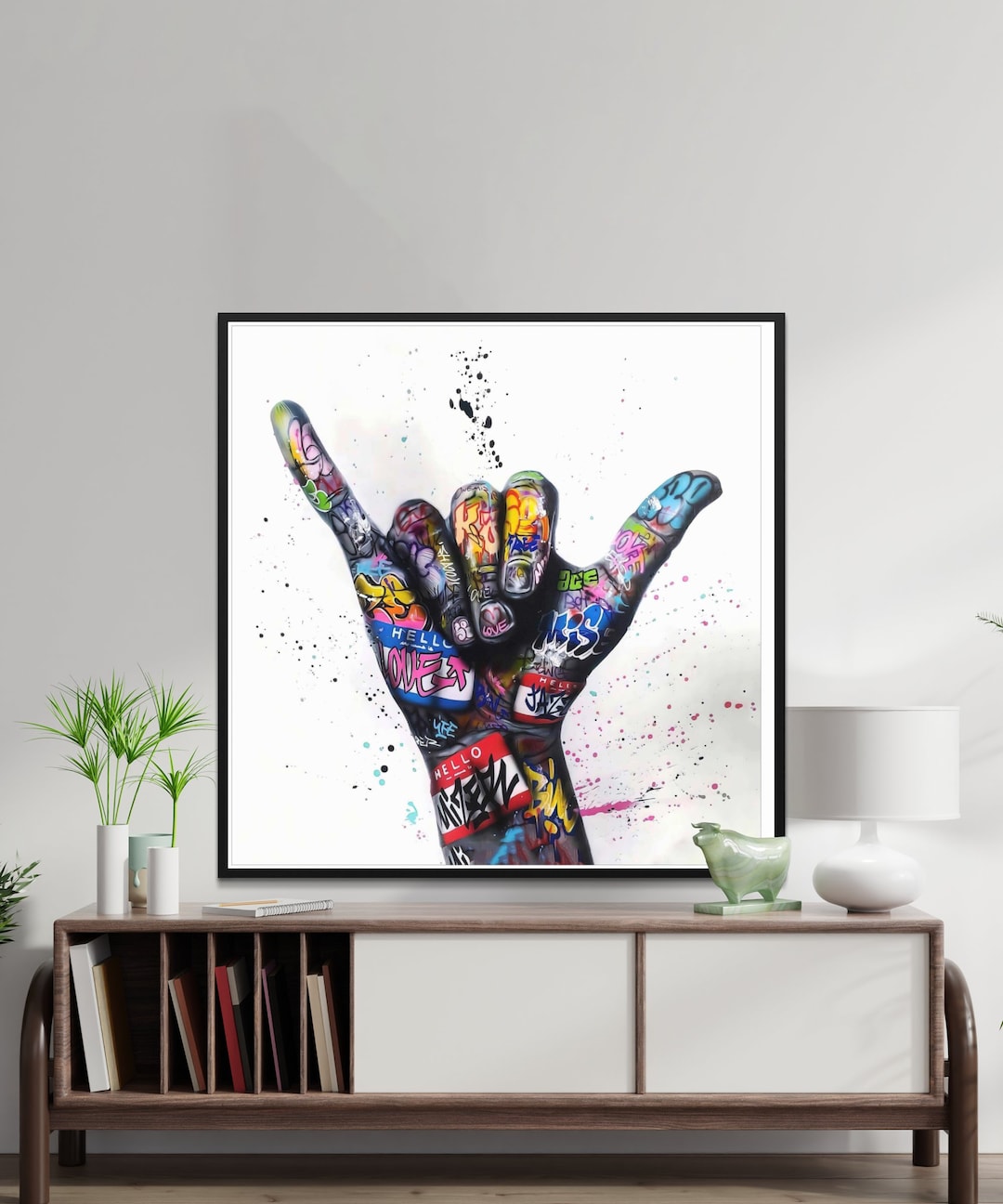 Colorful Graffiti Hand Print Digital Street Wall Art, Urban Style ...