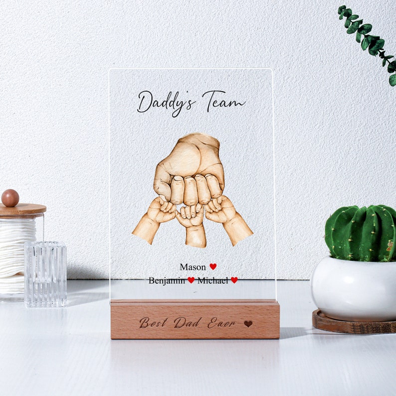 Personalized Fist Fathers Day Gifts From Wife, Daddys Team Acrylic ...