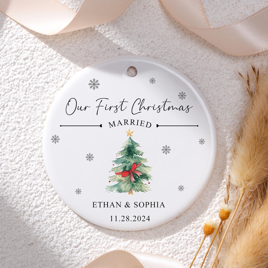 Our First Christmas Married Ornament, Personalized Ornament, Crystal ...