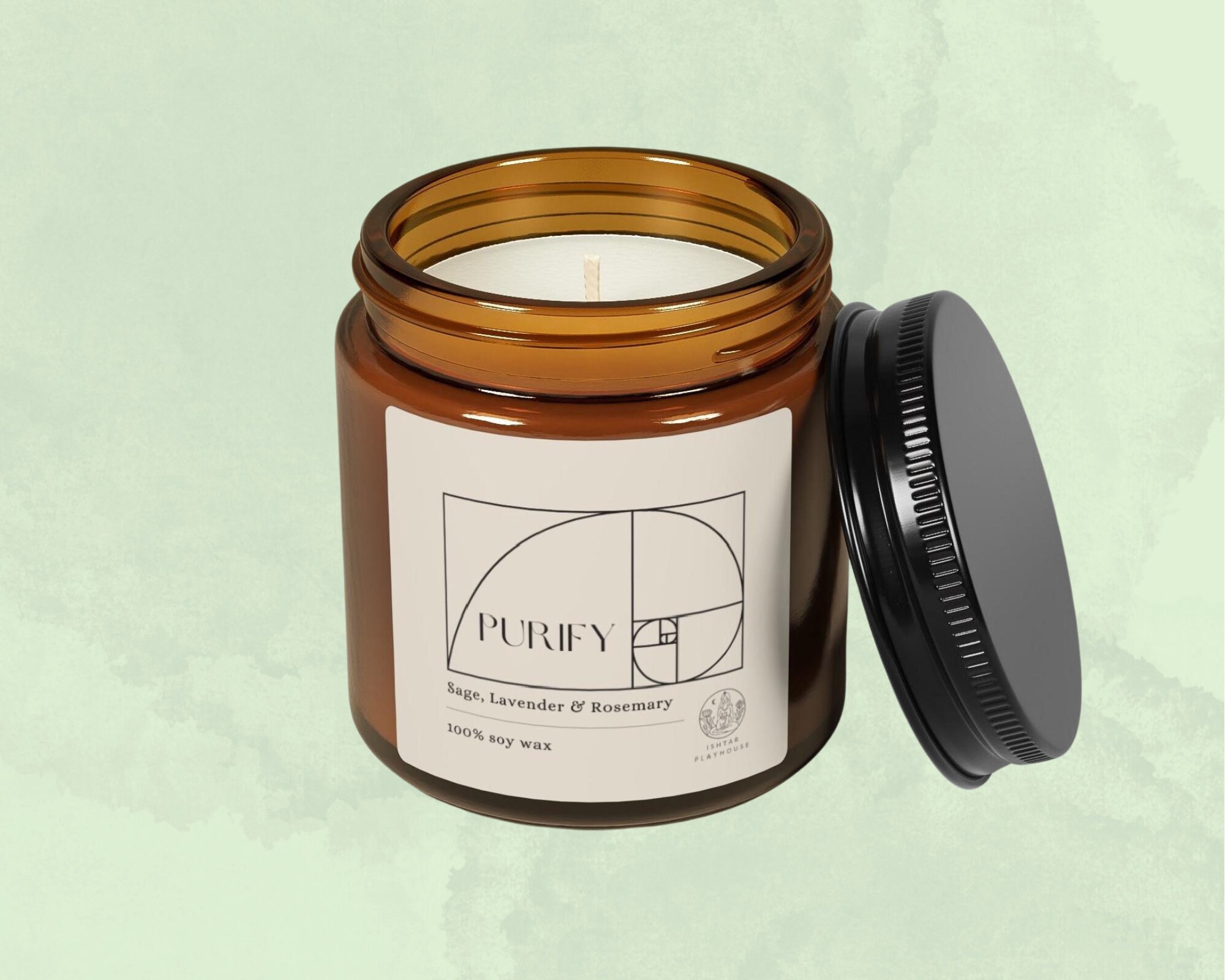 Fibonacci Sage & Lavender 'purify' Candle, Remove Negative Energy ...