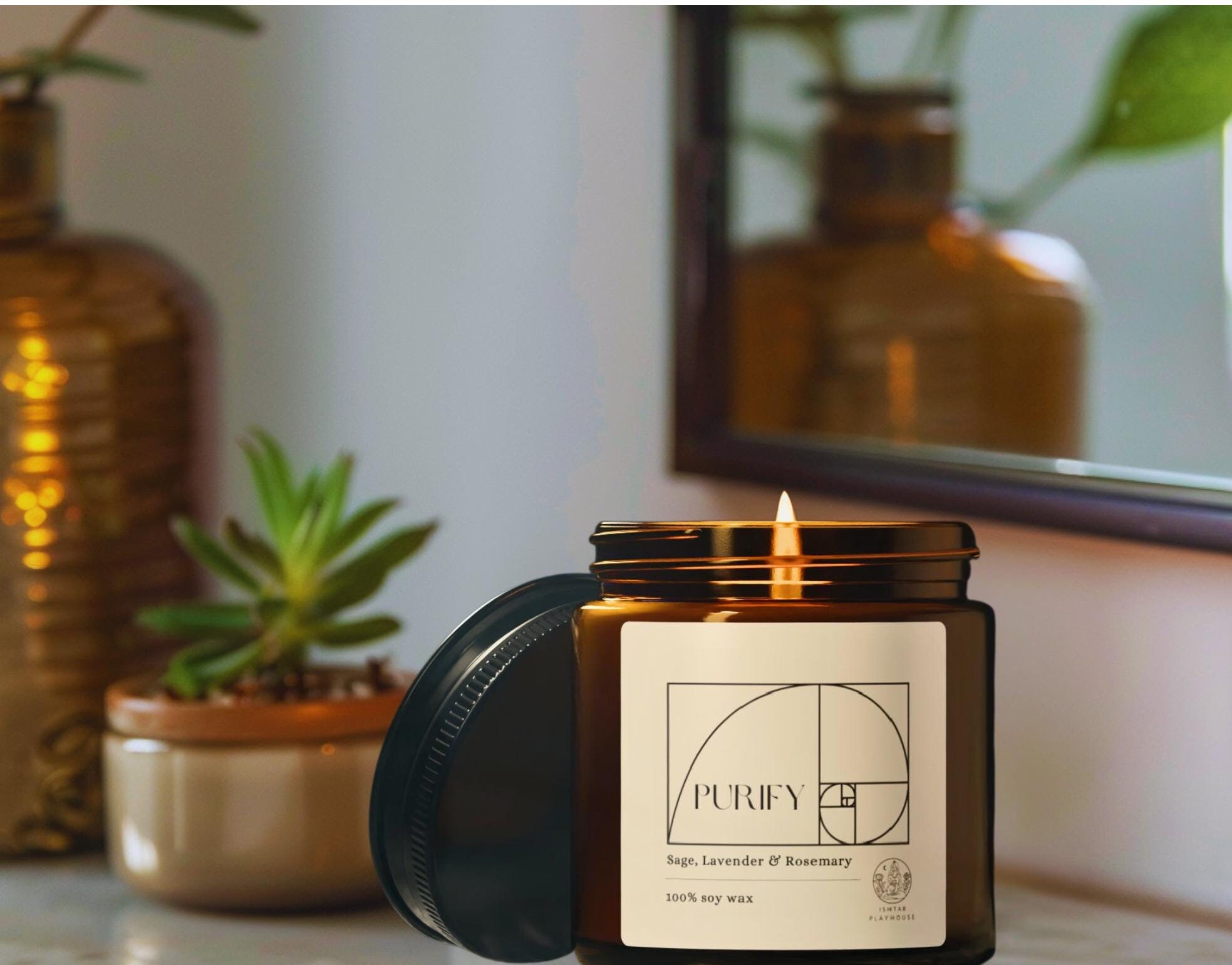 Fibonacci Sage & Lavender 'purify' Candle, Remove Negative Energy ...
