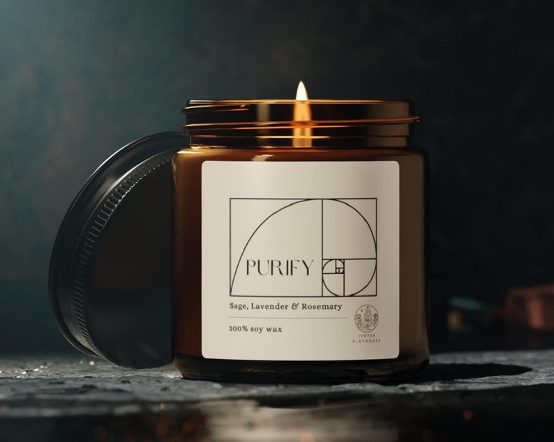 Fibonacci Sage & Lavender 'purify' Candle, Remove Negative Energy ...
