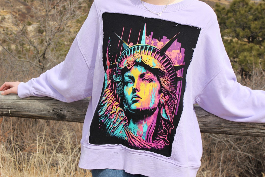 Purple Lady Liberty Graphic Sweatshirt - Etsy