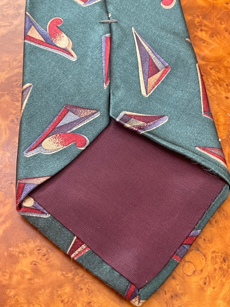 1980s Halston III Teal Green Maroon Abstract Silk Necktie - Etsy