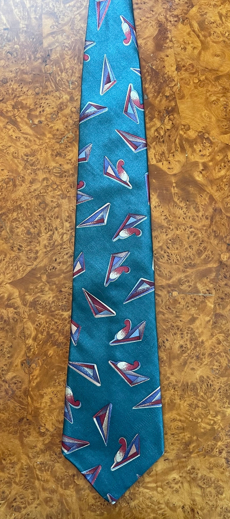 1980s Halston III Teal Green Maroon Abstract Silk Necktie - Etsy
