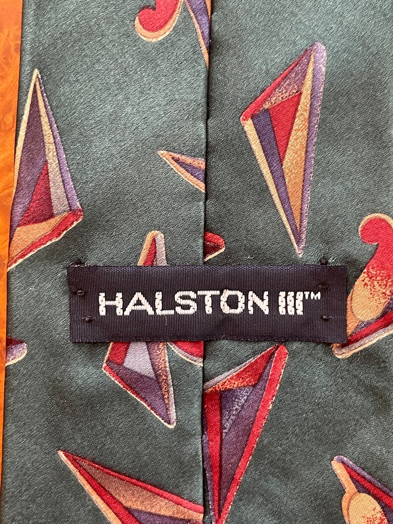 1980s Halston III Teal Green Maroon Abstract Silk Necktie - Etsy