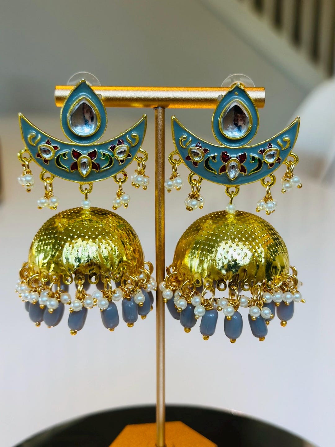 Jhumka Earrings, Indian Jhumka, Brass Golden Jhumka,replica Earrings ...