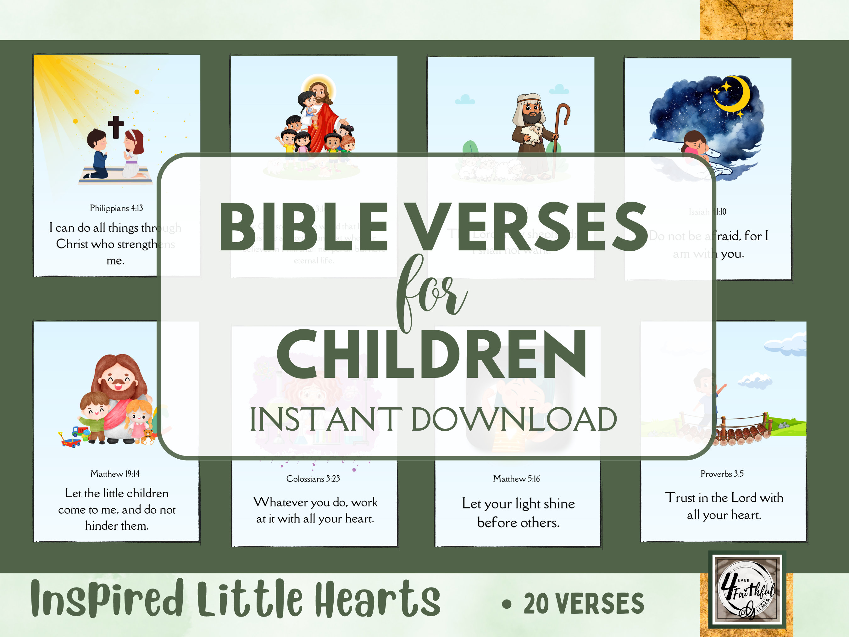 Bible Verses for Children, Printable for Kids, Faith-based Book ...
