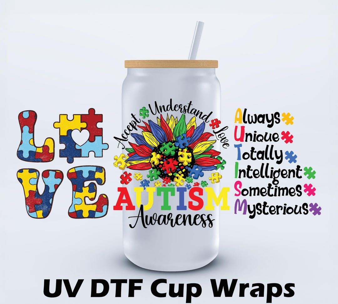 UVDTF 16oz Autism Awareness Libbey Cup Wraps - Etsy