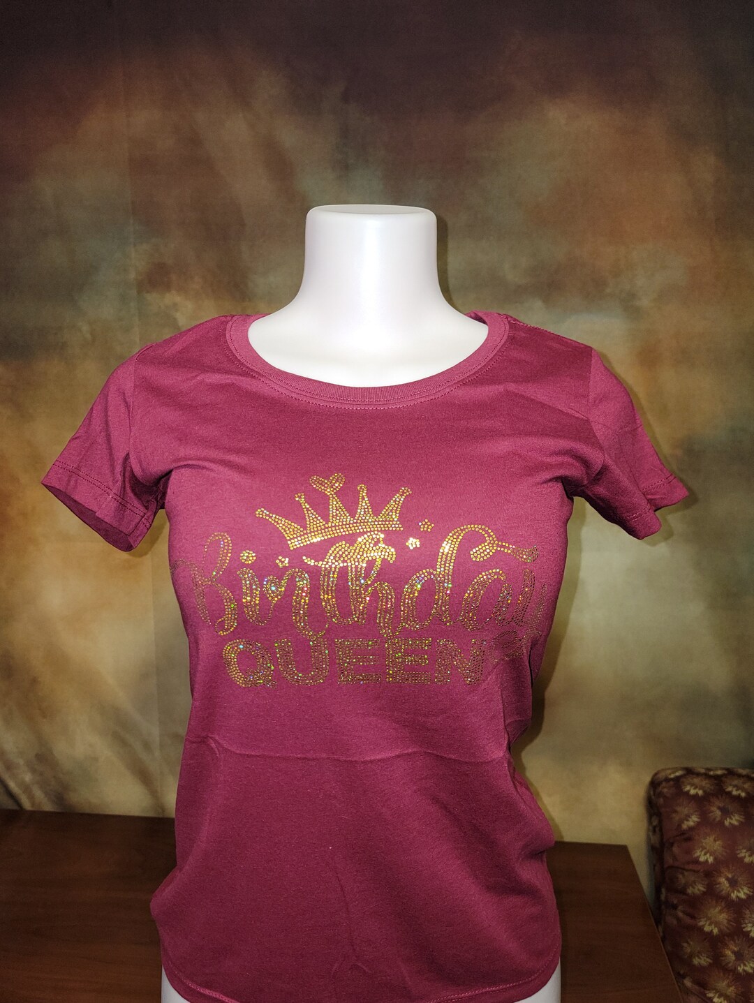 Burgundy Birthday Queen Spangle Bling T-shirt - Etsy