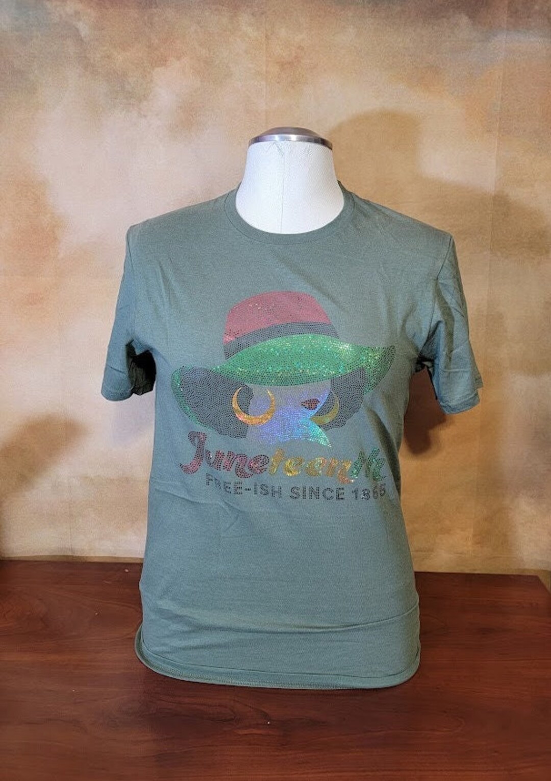 Juneteenth Military Green Spangle Bling T-shirt - Etsy
