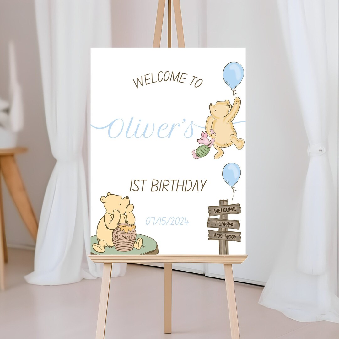 Classic Winnie the Pooh | Winnie the Pooh Welcome Sign | First Birthday ...