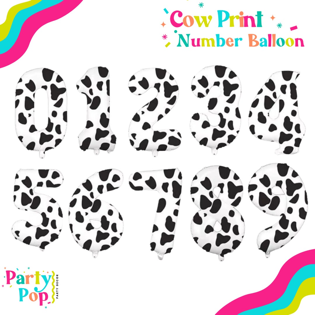 Cow Print Balloons | Cow Print Number Balloon | Farm Animals | Number ...