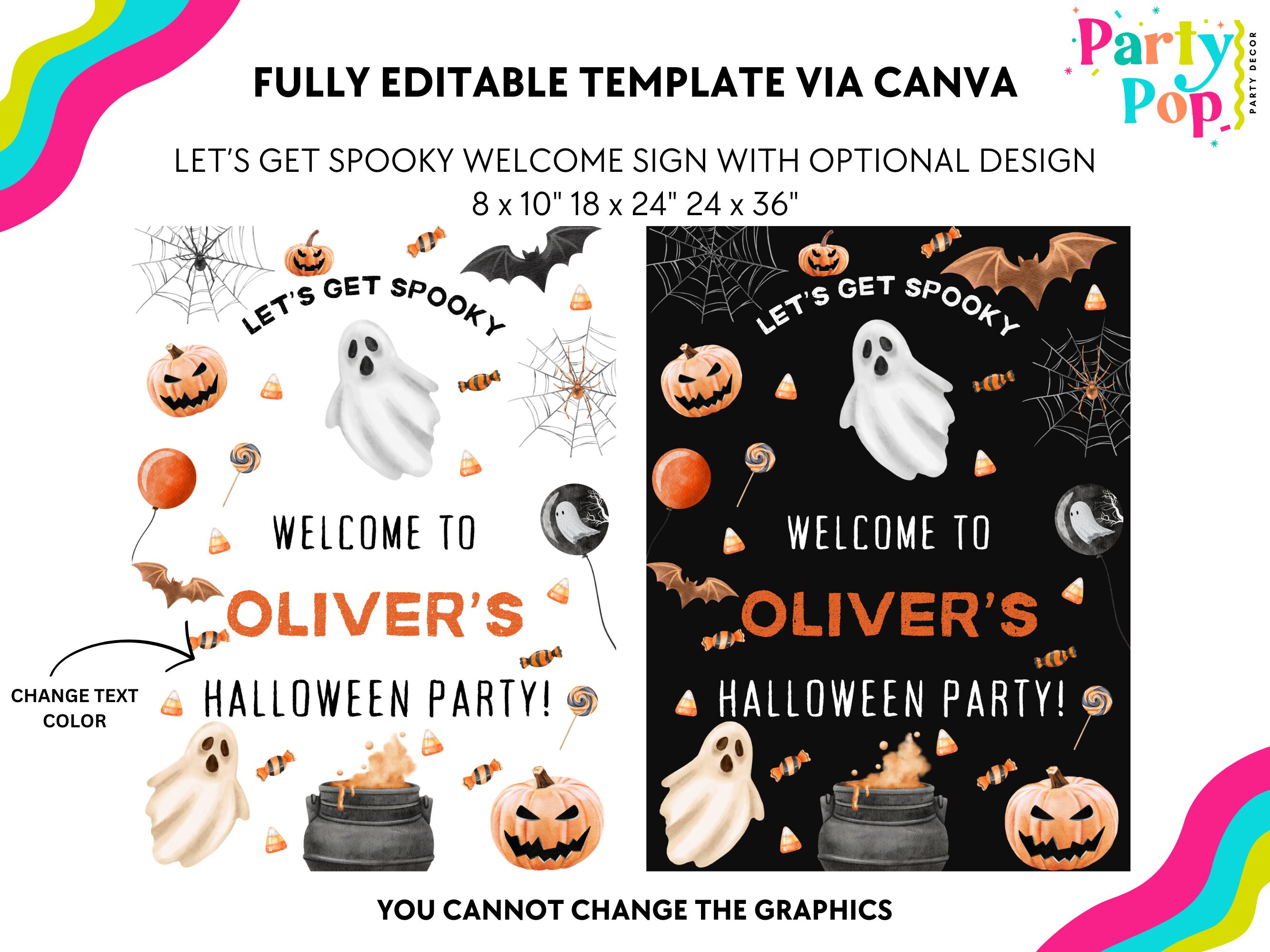 Editable Halloween Party Welcome Sign: Spooky Watercolor Design ...