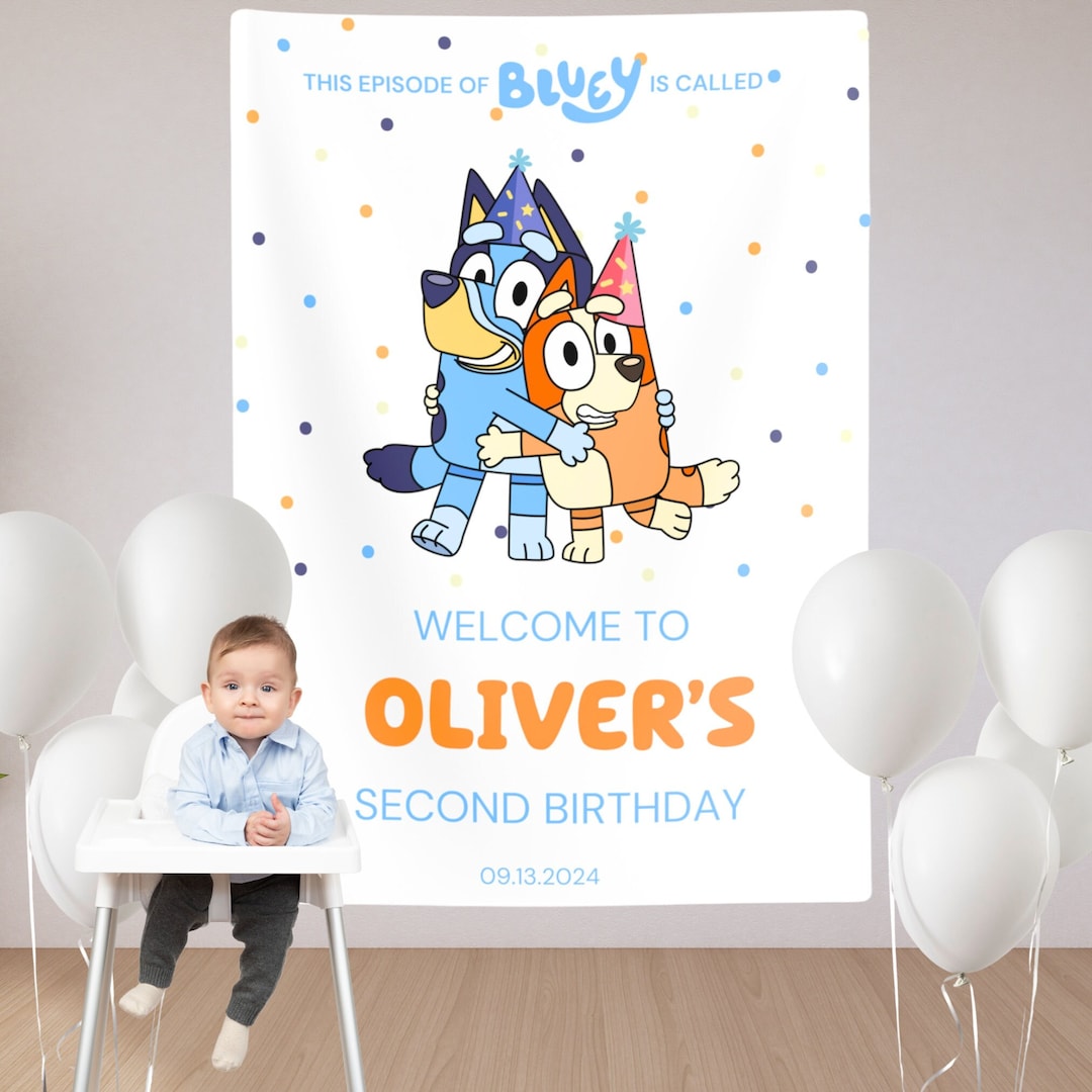 Bluey Birthday Decor Birthday Banner Bluey Party Decor Blue Dog Bluey ...