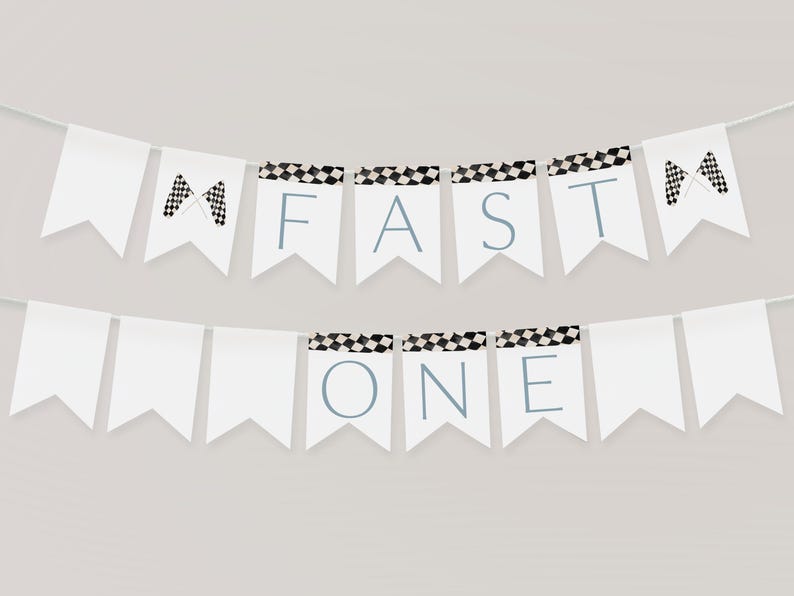 Fast One Birthday Banner: Vintage Race Car Theme (digital Download) - Etsy