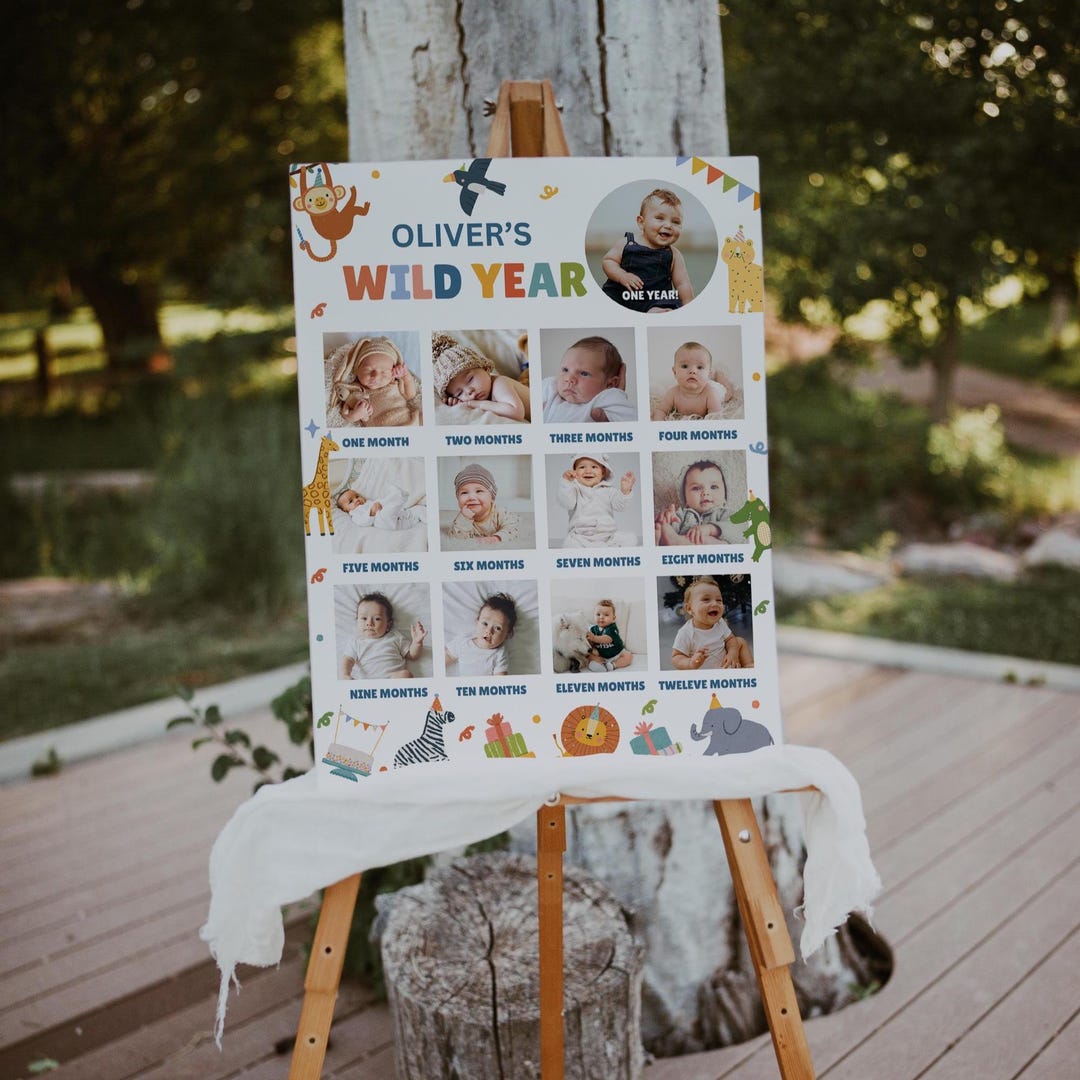 Wild One Birthday Photo Board, Calling All Party Animals, 1st Birthday ...