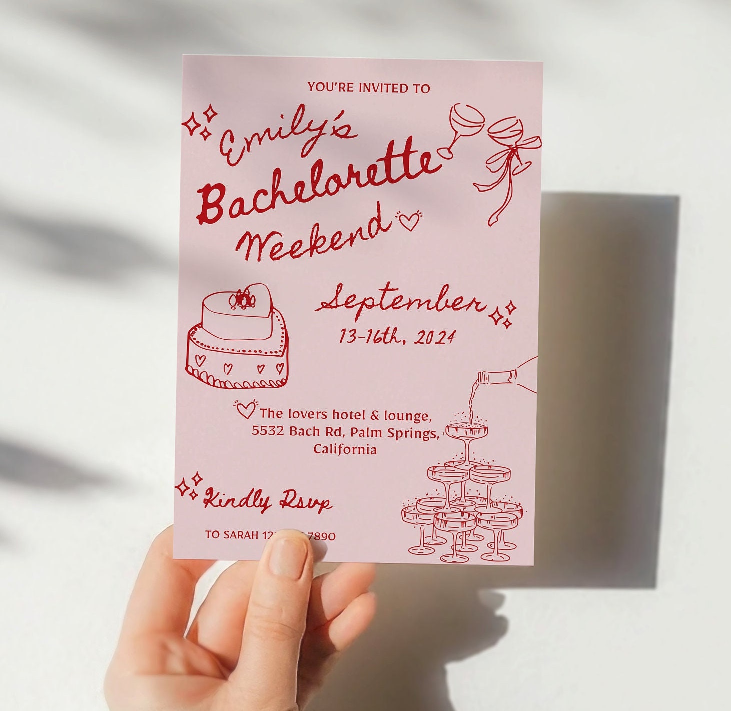Bachelorette Party Invitation Hand Drawn Bachelorette Invitation ...