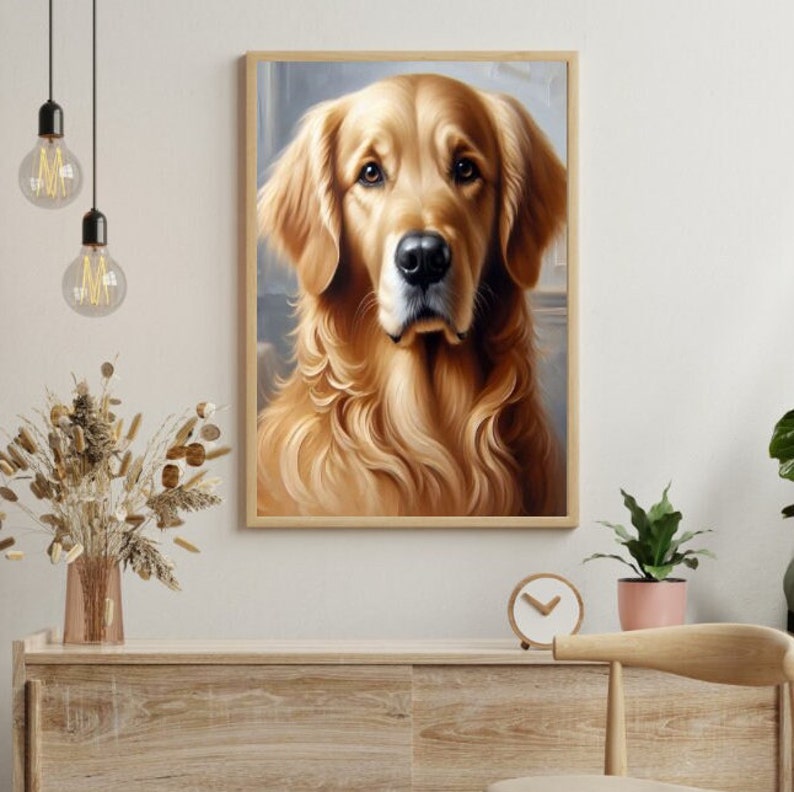 Golden Retriever Wall Art Print Golden Retriever Portrait Painting Dog ...