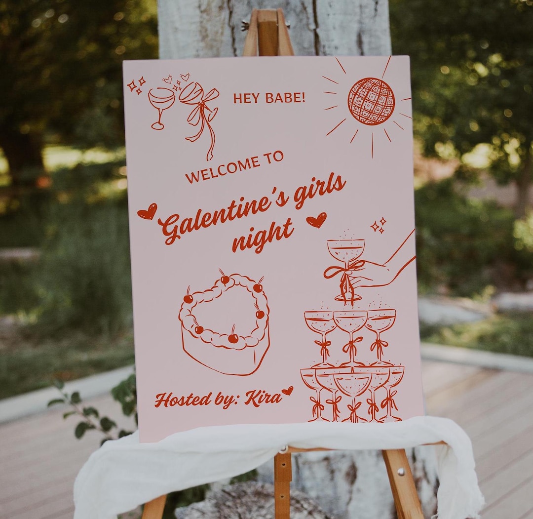 Galentines Day Welcome Sign | Galentines Day Sign | Valentines Welcome ...