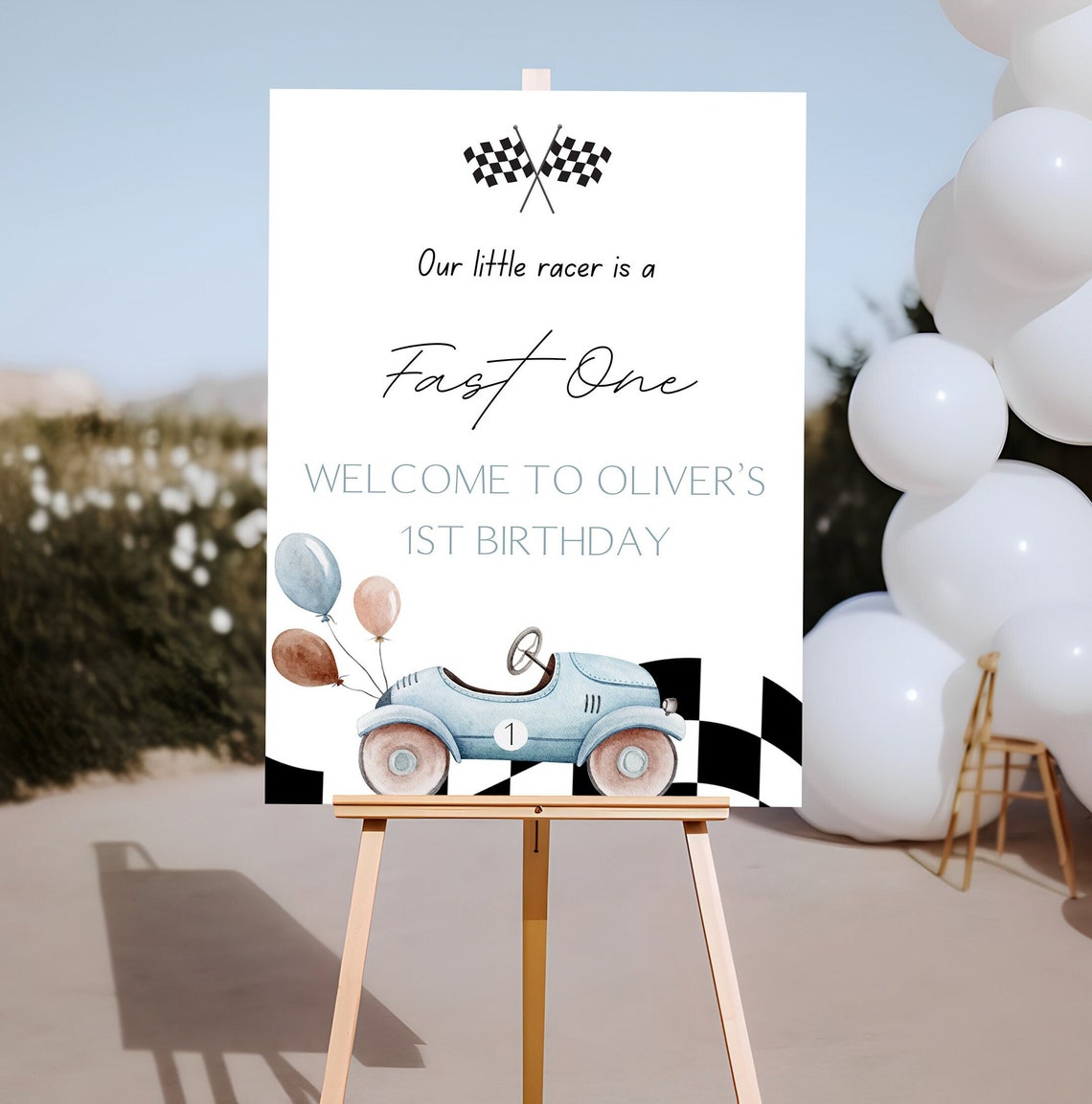 Fast One Birthday Welcome Sign Vintage Race Car Birthday Two Fast ...