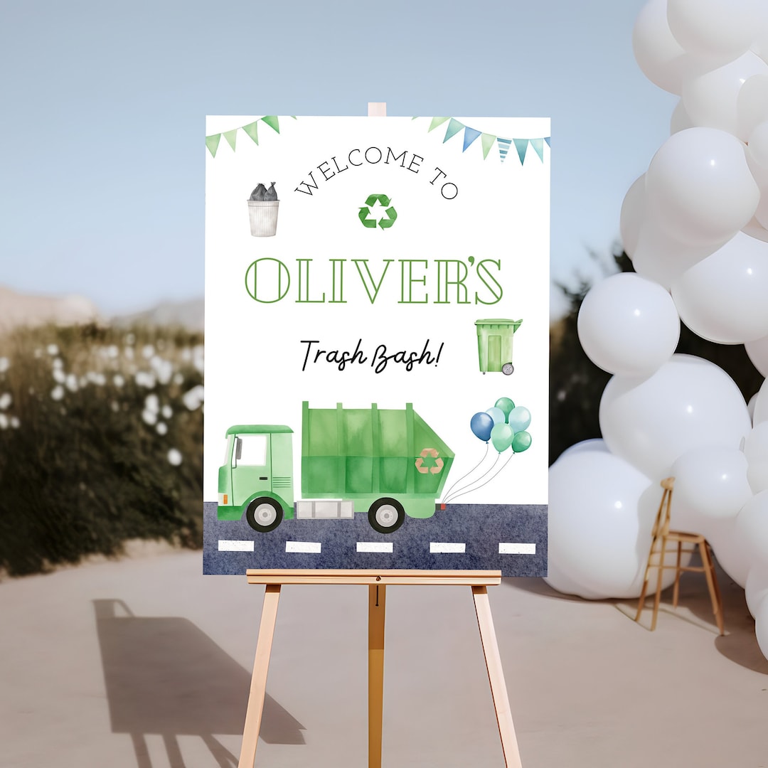 Garbage Truck | Party Sign | Trash Truck | Welcome Sign | Garbage Truck ...