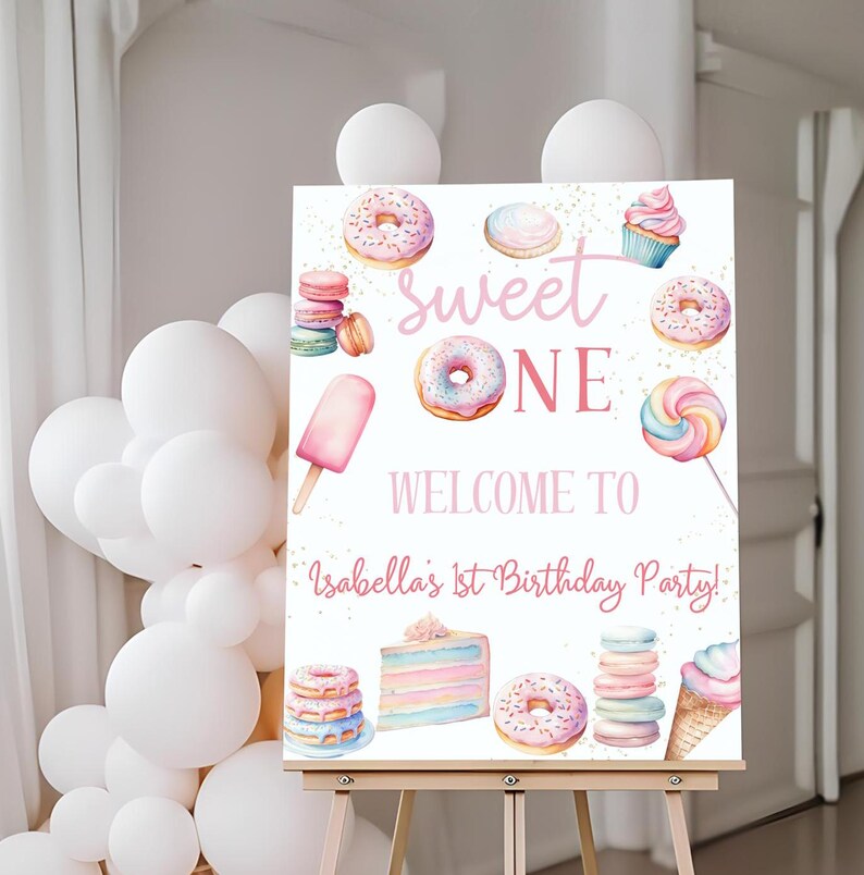 Sweet One Birthday Welcome Sign: Donut Theme (instant Download) - Etsy