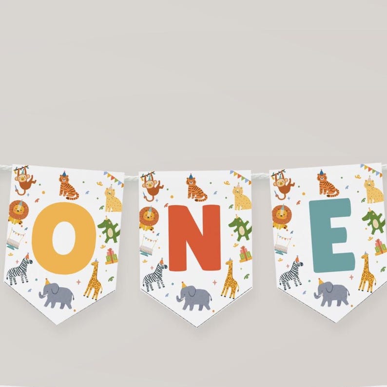 Party Animals High Chair Banner | Wild One Jungle Birthday Decor ...