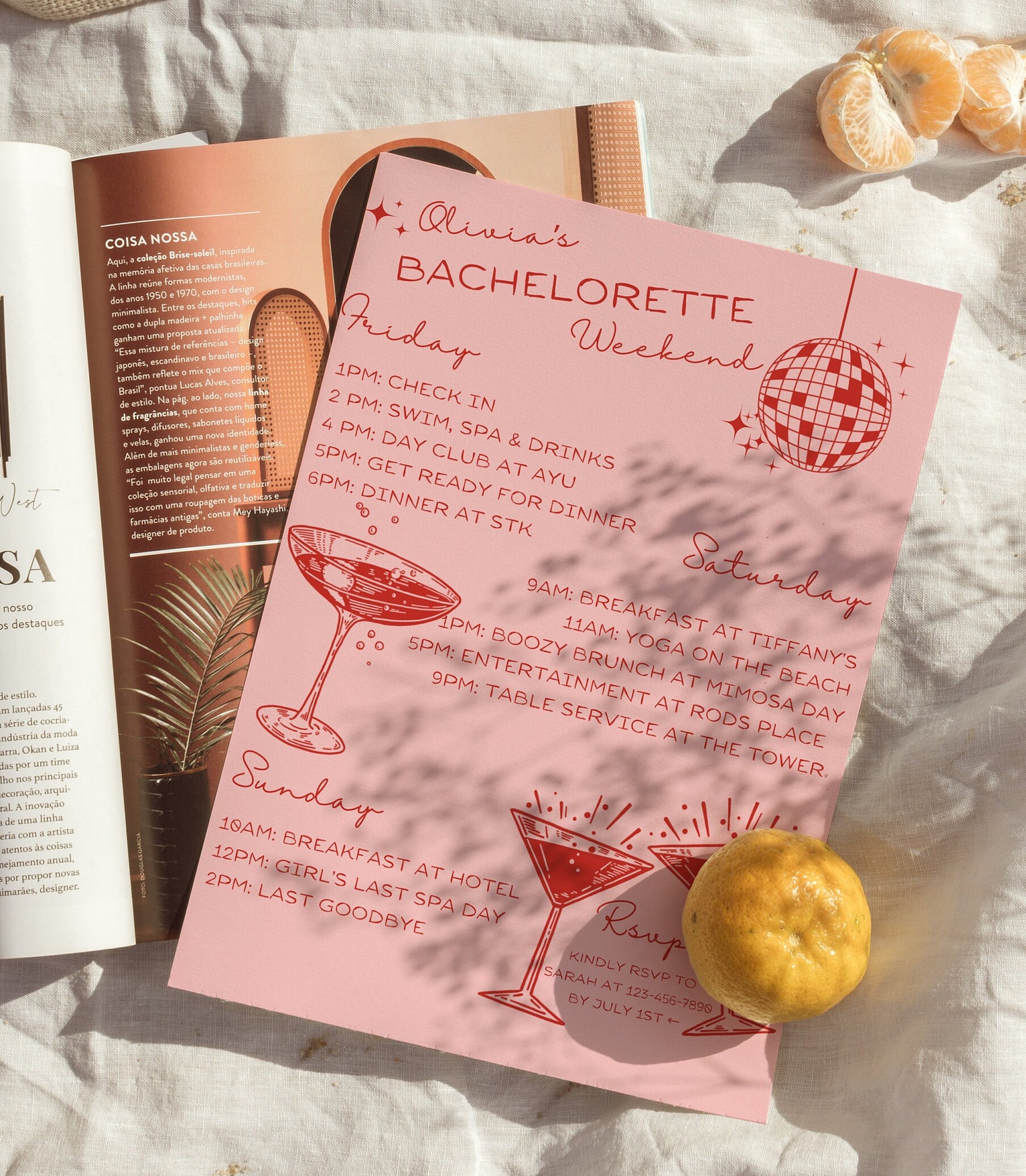 Bachelorette Party Invitation and Itinerary Template Hand Drawn Style ...