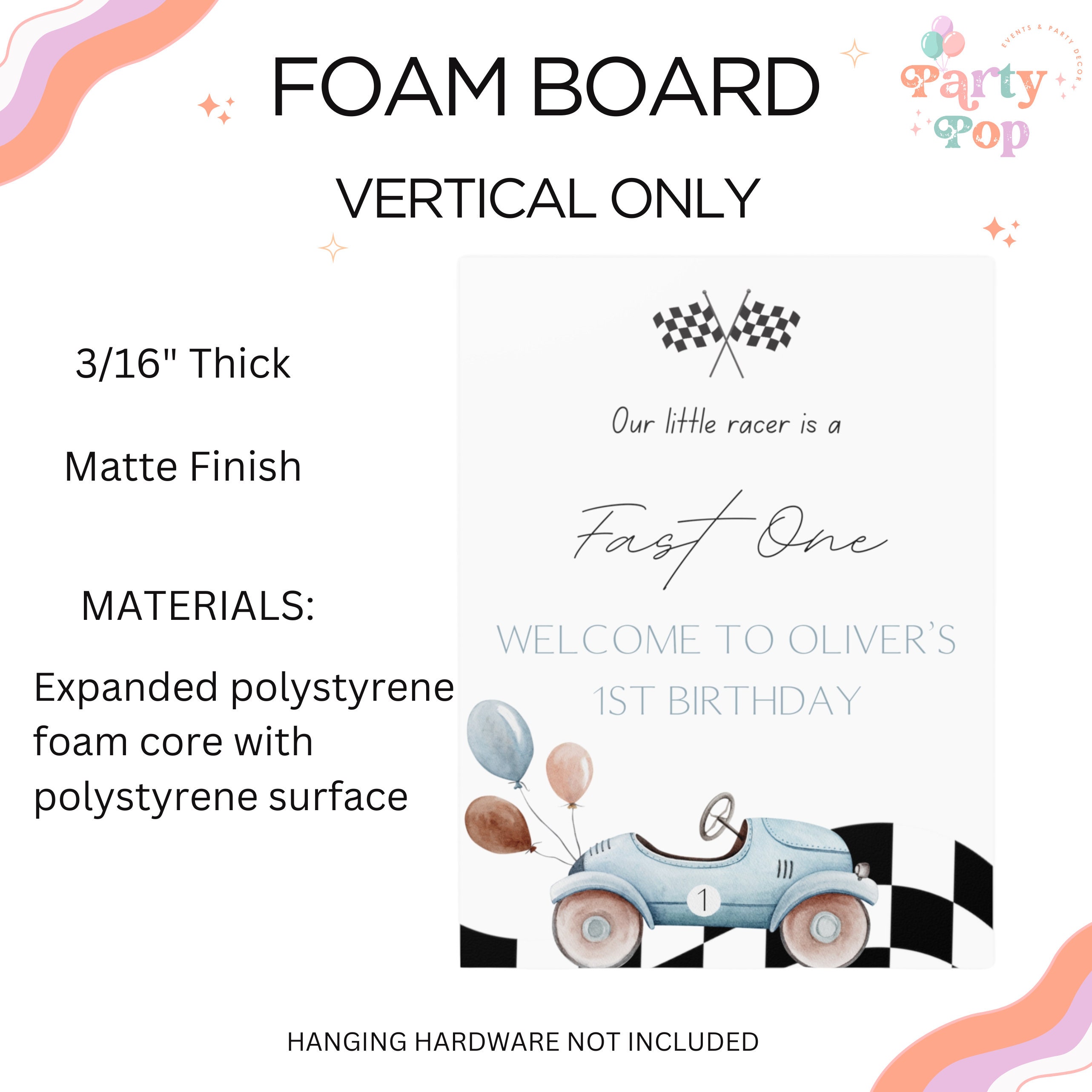 Fast One Birthday Welcome Sign Vintage Race Car Birthday Two Fast ...