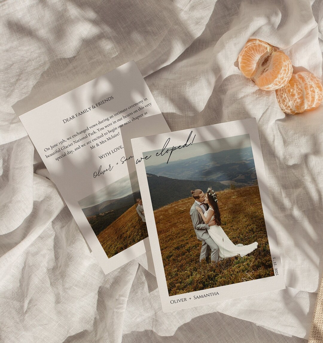Minimalist Elopement Announcement Template | Elope Invitation | We ...