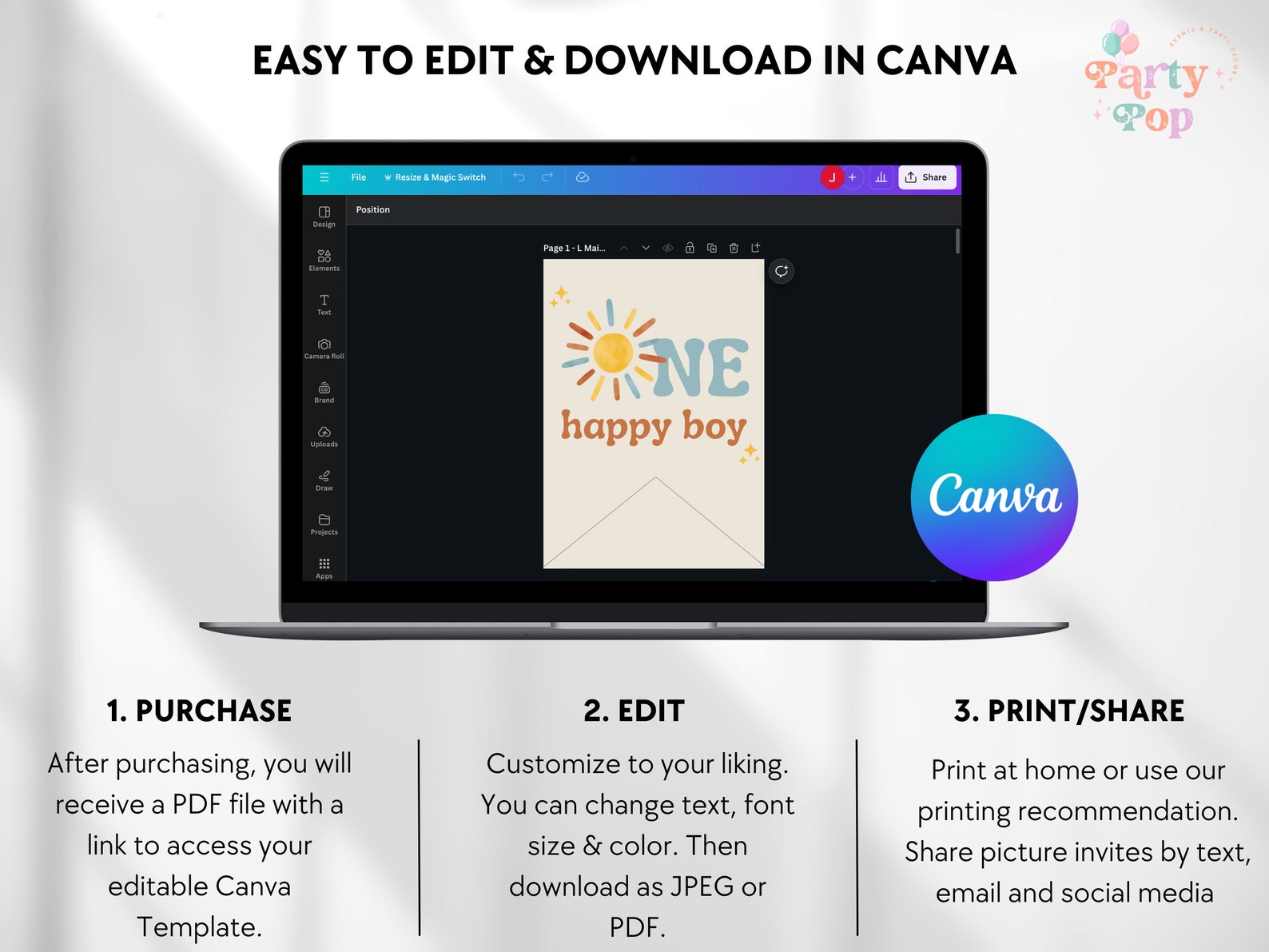 One Happy Boy Banner First Trip Around the Sun 1st Birthday Banner ...